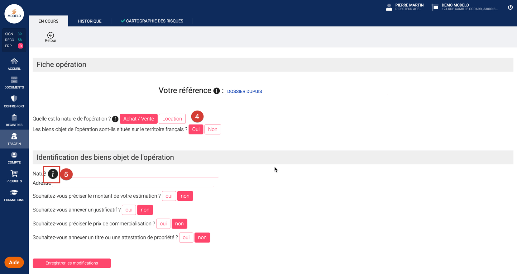 Utilisation du Registre Tracfin