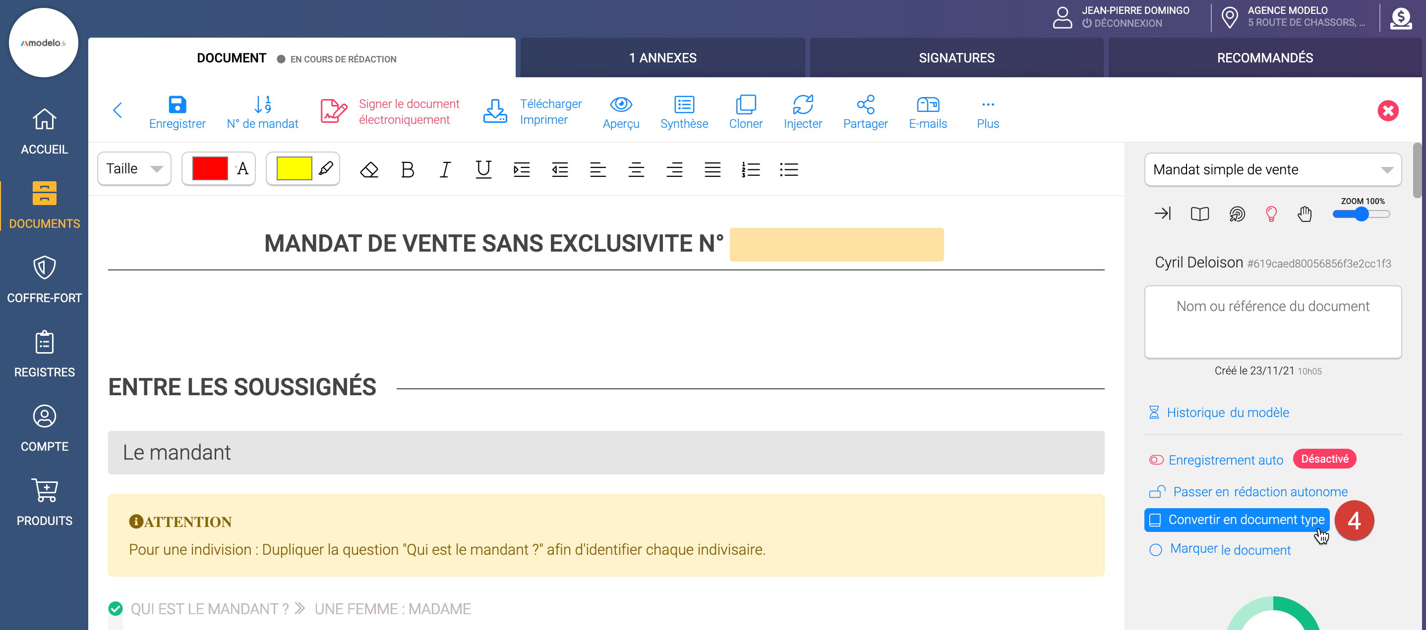 Créer un document type